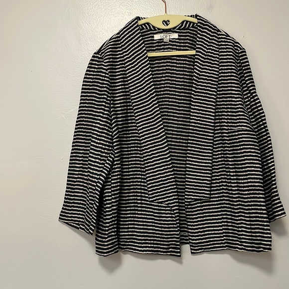 LOFT | Jackets & Coats | Loft Navy Blue And Light Grey Striped Blazer ...